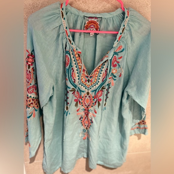 Johnny Was | Tops | Johnny Was Linen Tunic Blouse | Poshmark
